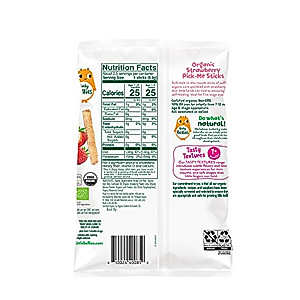 Little Bellies Organic Strawberry Pick-Me Sticks, Baby Snack, (Pack of 5)