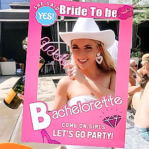 JeVenis Lets Go Party Bachelorette Photo Booth Props Hot Pink Girl Bachelorette Party Supplies for Bachelorette Bridal Shower Party Supplies