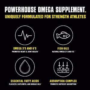 Animal Omega-Omega 3 6 Supplement-Fish Oil,Flaxseed Oil,Salmon Oil,Cod Liver,Herring, and more-10 Sources of Omegas and EFAs -Full dose of EPA,DHA,CLA+Absorption Complex-Pack of 30(Packaging may vary)