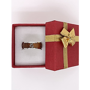 HPJ Beautiful Hawaiian Ocean Sea Turtle With Koa Wood Silver Stainless Steel 8mm Spinner Band Ring men and Women Size 6 - 13 (8), 28