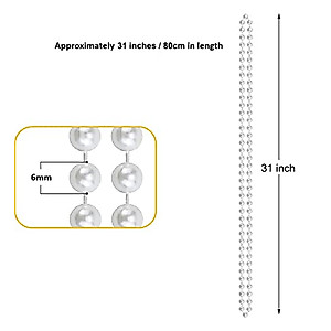 12 Pieces Faux Pearl Necklaces, 31inch White Fake Pearl Bead Garland, Plastic Beaded Costume Jewelry Flapper Party Accessories for Wedding Bridal Shower Birthday Tea Party Decorations Party Favors