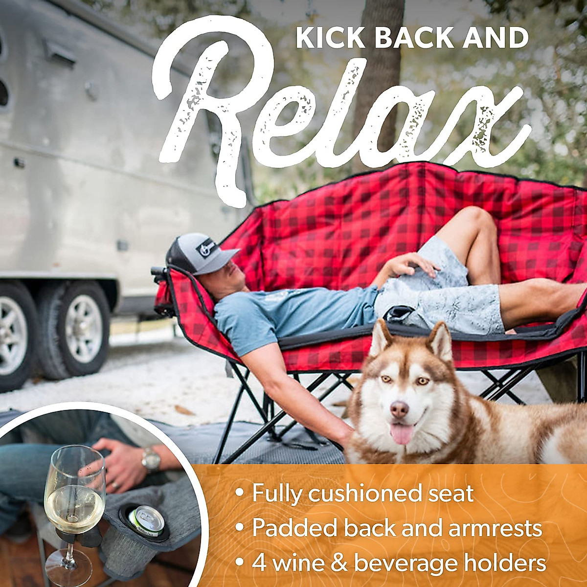 Kuma Outdoor Gear Bear Buddy Heated Chair, 39D x 10W x 10H Inch, Red/Black