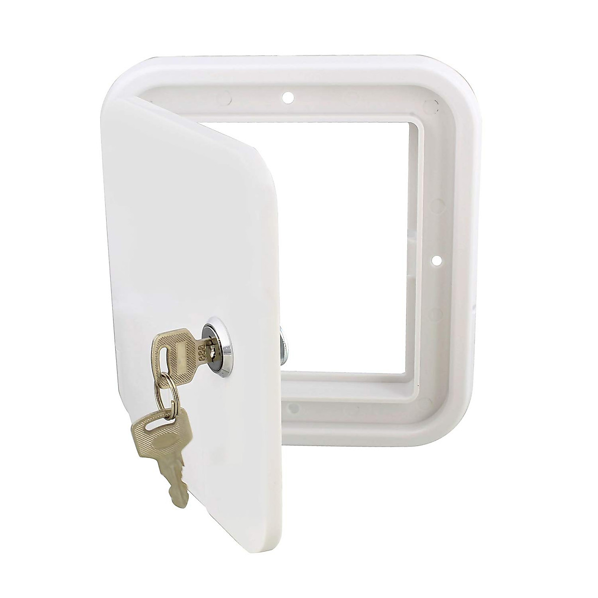 Dumble Low Profile Electric Cable Hatch RV Electric Cord – White RV Camper Electric Cord Cover, 6in x 6.5in Square