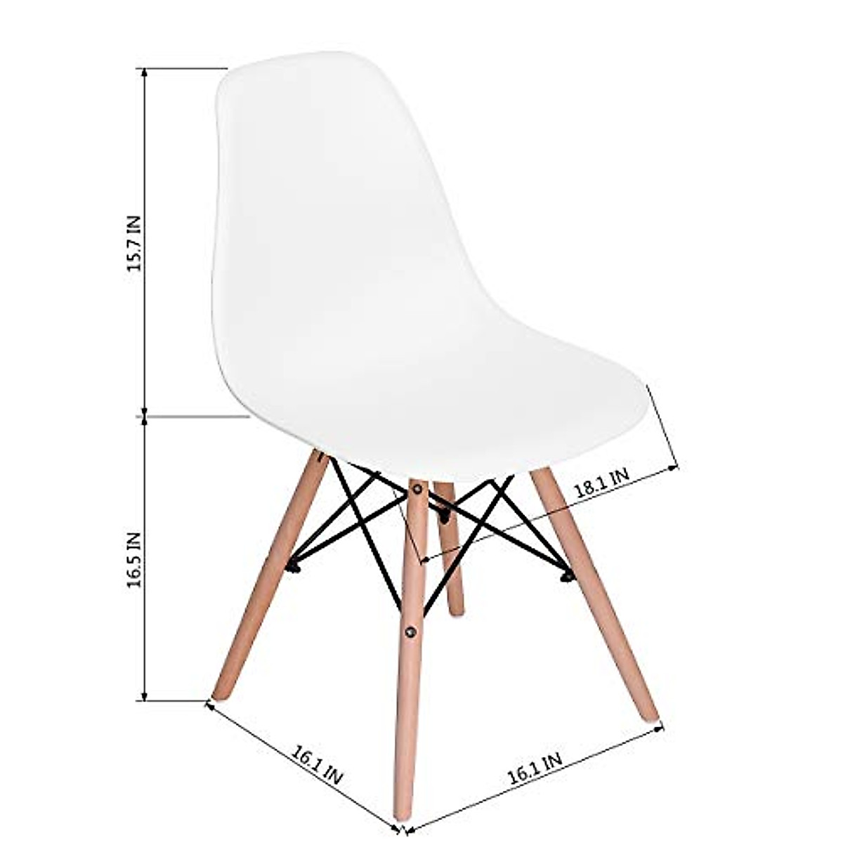 COZYCASA Dining Chairs Modern Style Dining Chairs Mid Century DSW Chair Shell Lounge Plastic Chair for Kitchen Dining Living Room Side Chairs Set of 6, White