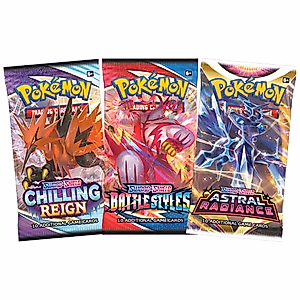 Pokemon Trading Card Game | Random Sealed 3 Booster Pack Lot | 100% Trusted Authentic Product from The Pokemon Brand | 30 Cards Total | Random Odds for Rare, Holo, V, VMAX & VSTAR Cards