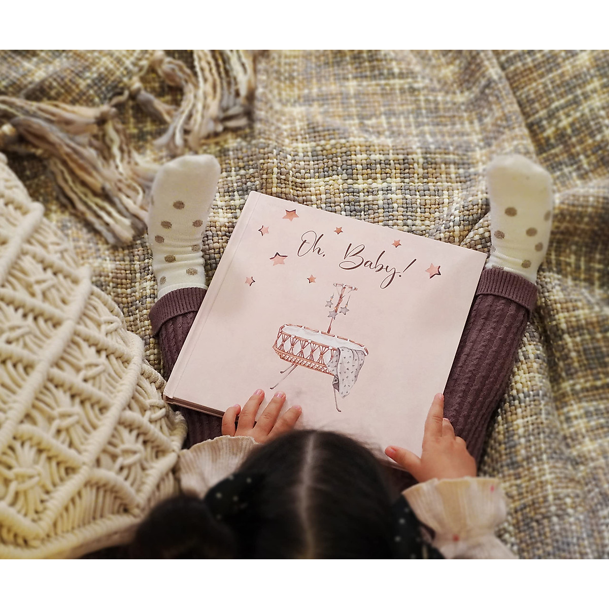 Chamich Baby Shop Chamich Oh Baby Memory Book, Boho Style Baby Photo Album, Gender Neutral Gift For Baby, Baby Photo Journal, Beige, 9 inches X 9 inches