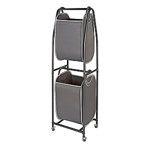 Neatfreak - 2 Tier Laundry Sorter - Laundry Hamper With Wheels & 2 x Laundry Basket Tote Bags For Dirty Clothes, Towels, Blankets, Bathroom Storage & Laundry Room Organization