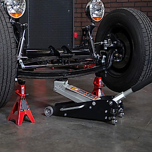 Torin T84025B Hydraulic Low Profile Aluminum and Steel Racing Floor Jack with Dual Piston Quick Lift Pump, 2.5 Ton (5,000 lb) Capacity, Black