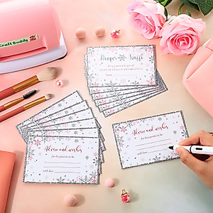 Fumete 51 Pcs Thanksgiving Winter Diaper Raffle Tickets with Diaper Raffle Card Box for Baby Shower Games Boys Girls Gender Reveal Party(Winter Wonderland Snowflake)