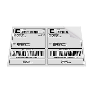 Shipping Labels, Pacific Mailer Half Sheet Shipping Label Compatible for Inkjet 2 Per Page 8.5 x 11 Self Adhesive Mailing Return Address Labels Printable Sticker Paper [100 Sheets/ 200 Labels, White]