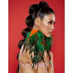 Fashmorous Long Feather Earrings for Women Boho Feather Earrings for Women Green Feather Earrings for Women Dangling