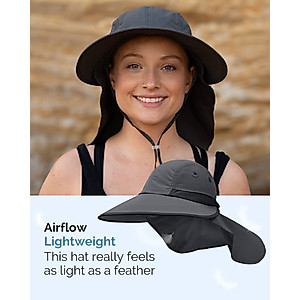 Camptrace Wide Brim UPF 50+ Hiking Fishing Gardening Hat with Neck Flap Sun Protection Outdoor Safari Hats for Women Nylon