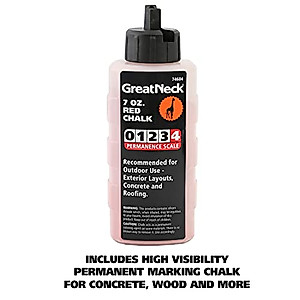 Great Neck 74602 6 To 1 Chalk Reel with Red Chalk, Retractable Chalk Line and Chalk Refill Bottle, Plumb Line Chalk Kit, Straight Line Tool