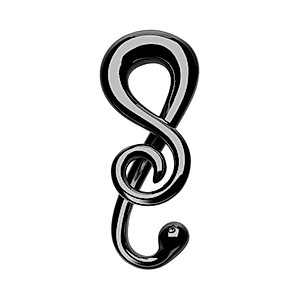 Covet Jewelry Music Note Treble Clef Steel Ear Gauge Spiral Hanging Taper (2 GA (6.5mm))