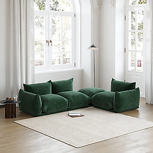 TIFLON Modular Sectional Sofa,77.16inch Minimalist Sofa Couch,Convertible Couch, Lovesofa Chenilleyarn 2 Seat Modern Living Room Sofa Sets for Office House-Green