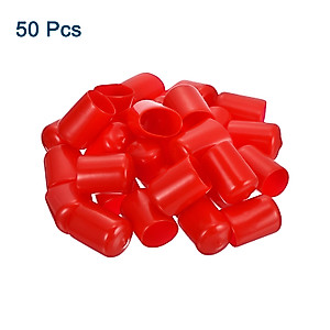 uxcell 50Pcs Rubber End Caps, 20mm/0.79" ID Flexible Rubber Caps, PVC Caps Rubber Screw for Bolts Screw Caps Thread Protectors Tube Screw Bolt, Red