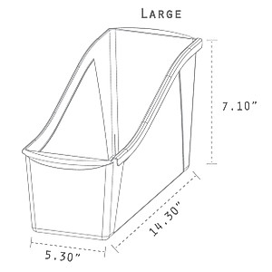 Storex Large Book Bin, 14 x 5 x 7, Case of 6, Blue (71115U06C)