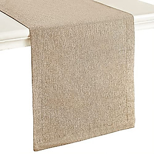 Mebakuk Linen Farmhouse Table Runner Large Burlap Style Soft and Waterproof Decorative Fabric Runner for Outdoor Wedding and Dinner (14 x 72 Inch, Mocha)