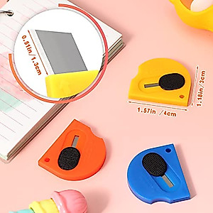 30 Pieces Mini Portable Box Cutter with Keychain Auto Retractable Pocket Utility Letter Opener Small Office Safety Art Cutter for Opening Packages Paper Cutting DIY Crafts, 3 Colors