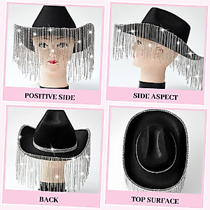 Rhinestone Cowboy Hat Glitter Cowboy Hat With Glasses, Headscarves, Adhesive Rhinestone Letter Patches