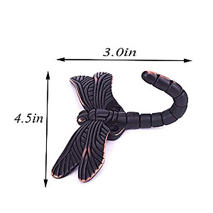 Geenite 2pcs Dragonfly Coat Hooks Decorative Creativity Wall Mounted Hanger Hook for Home Handbag Key Towel Bathrobe (Red Bronze)