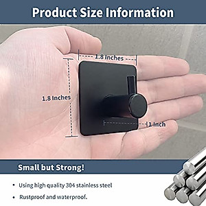 Self Adhesive Hooks, Waterproof in Shower Hooks for Hanging Loofah Sponge Towels Robes for Bathroom Black Removable Stick on Hooks Heavy Duty Stainless Steel Adhesive Wall Hook 4 Pcs