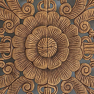 Balinese Hand Carved King Size Bed Headboard Reclaimed Wooden Panels Artwork Handmade Painted in Chiang Mai Thailand 72 Inches