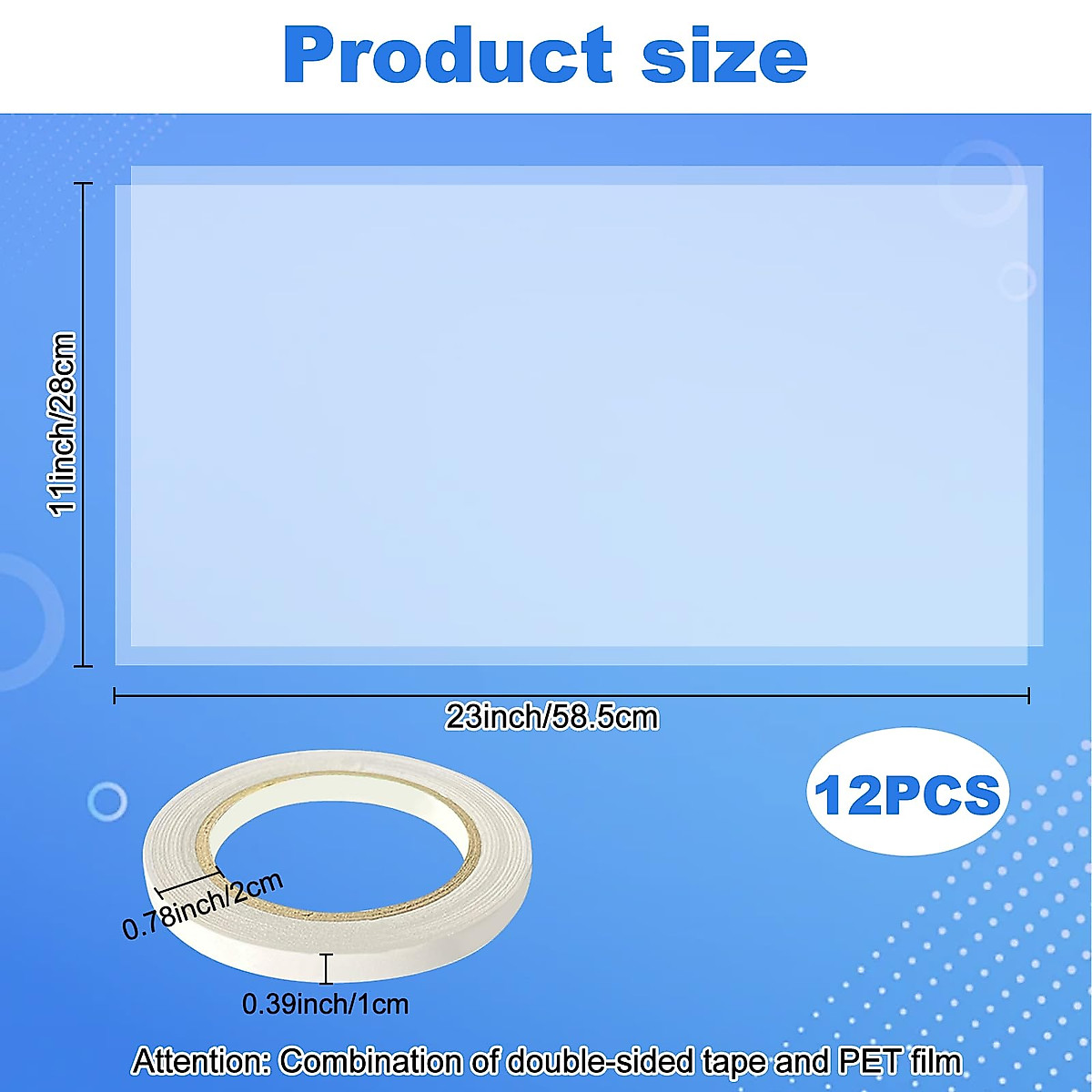 12 Pack Abrasive Blasting Cabinet Lens Cover - Clear Polyester Film Sandblast Cabinet Inner Len Protector Adhesive Standard Sand Blast Film for Abrasive Window Blasting Cabinet Replacement 23'' x 11''