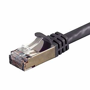 Monoprice Cat7 10ft Black Patch Cable Double Shielded (S/FTP) 26AWG 10G Pure Bare Copper Snagless RJ45 Entegrade Series Ethernet Cable