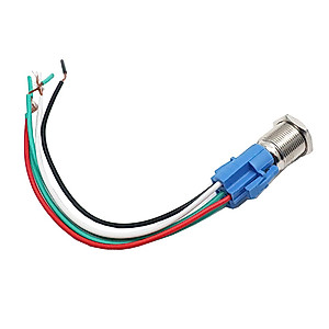 Sydien 1Pc 110V-220V 3A Latching/Self-Locking Push Button Switch with Wire Connector Socket Plug for 16mm /0.63" Mounting Hole