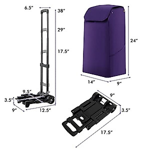 Golbsky Folding Shopping Cart Rolling Utility Cart w/Removable Waterproof Bag Dark Blue (Purple)