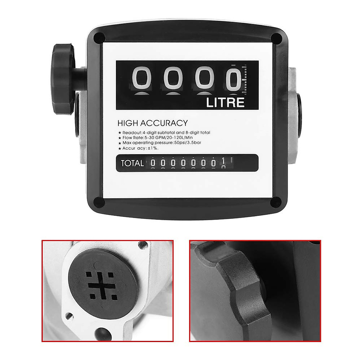 1% High Accuracy 1 Inch 4 Digital Diesel Flow Meter Gas Fuel Oil Flow Meter Counter Gauge