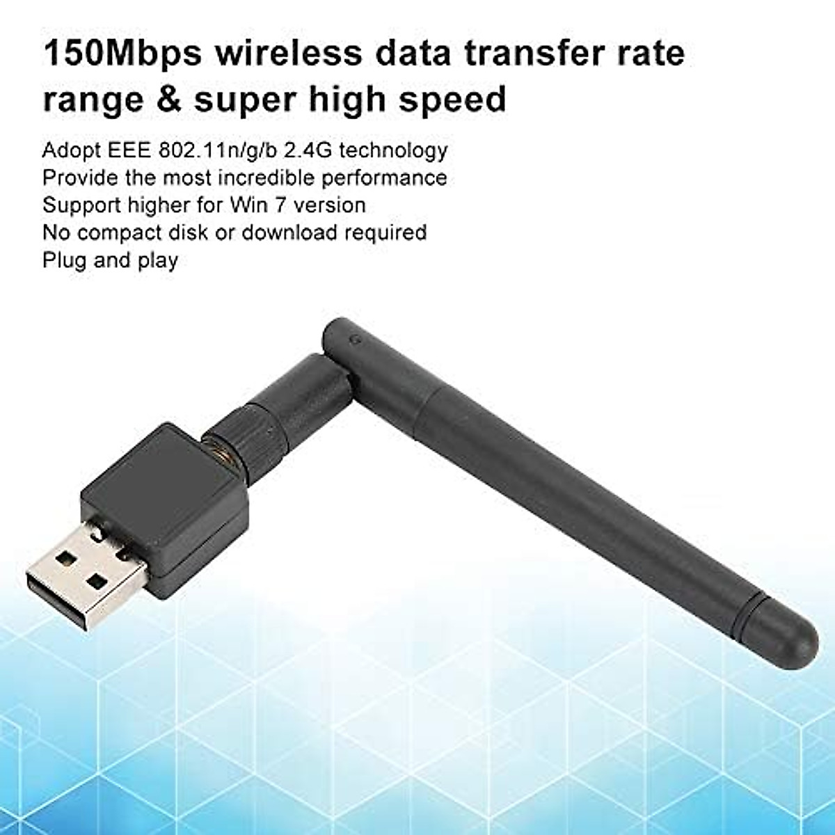 USB Bluetooth Adapter for PC, Desktop, Laptop of 2000/XP/VISTA/7/8 /Linux/10/Android, 150Mbps 802.11n / g/b 2.4G Network Card