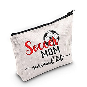 LEVLO Soccer Mom Cosmetic Bag Soccer Mom Gifts Soccer Mom Survival Kit Makeup Zipper Pouch Bag For Football Coach Soccer Mom (Soccer Mom)