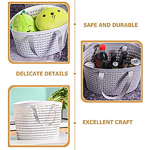 iplusmile 2pcs Plastic Organizer Storage Baskets with Handles Shower Caddy Bins Shelf Organizers Basket Shopping Tote Grocery Bags Toiletry Bag Bin Box for Bathroom