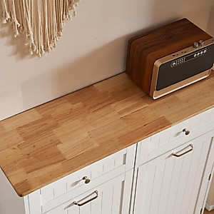 AHB 13 Gallon Tilt Out Trash Bin Cabinet with 2 Drawers, Adjustable Shelves,Kitchen Storage Cabinet with Garbage Bin Tilt Out Laundry Hamper for Kitchen, White