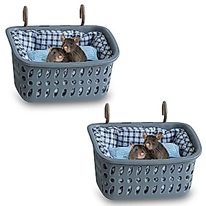 JWShang 2 Rat Hammock for Cage Chew Proof, Rat Warm Bed, Small Animal Hanging Hammock, Rat Cage Accessories for Small Animals Rat, Mouse, Guinea Pig, Chinchilla, Sugar Glider, Ferret (Large)