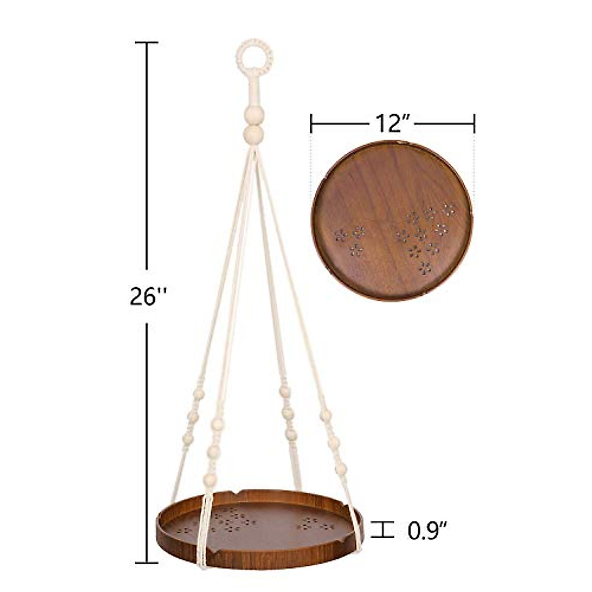 TIMEYARD Macrame Plant Hanger - Indoor Hanging Planter Shelf - Decorative Flower Pot Holder - Boho Bohemian Home Decor, in Box, for Succulents, Cacti, Herbs, Small Plants