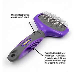 Hertzko Pin Brush for Dogs and Cats with Long or Short Hair – Great for Detangling and Removing Loose Undercoat or Shed Fur – Ideal for Everyday Brushing (Wide Brush)