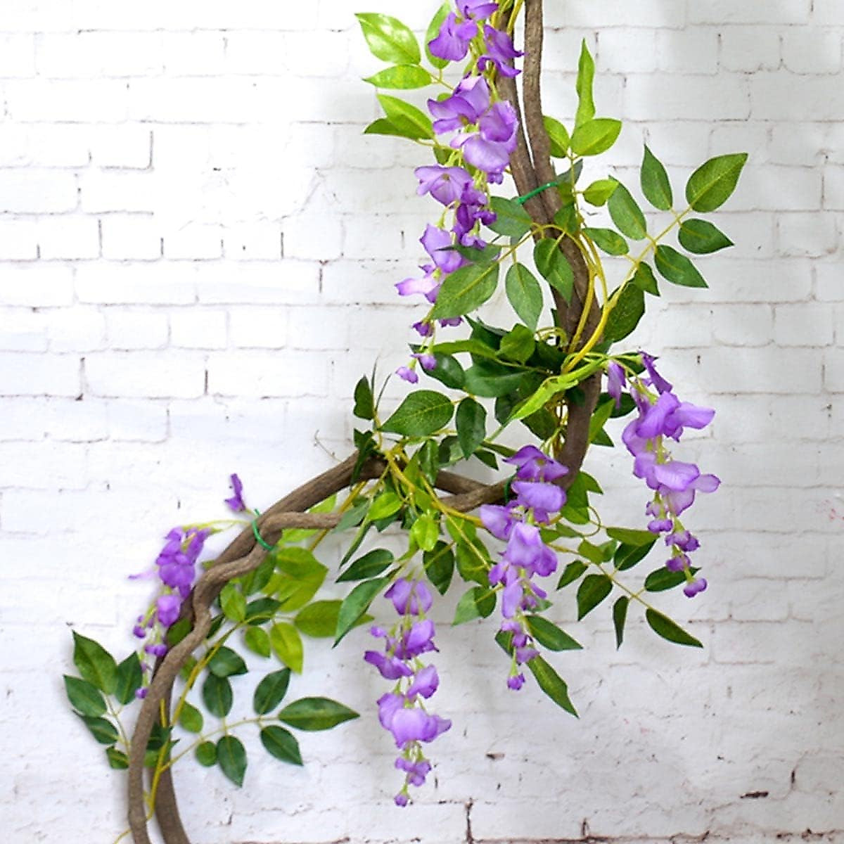 4Pcs 6.6Feet/Piece Artificial Flowers Silk Wisteria Garland Artificial Wisteria Vine Rattan Silk Hanging Flower for Home Garden Outdoor Ceremony Wedding Arch Floral Decor (Purple, 4Pcs 6.6Ft/Piece)