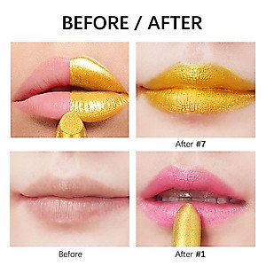 BEUKING Gold Lipstick Velvet Nude Red Pink Lip Tint Non-Smudge High Pigment Not Fade Smooth Long-Lasting Wear Non-Stick Cup Waterproof Matte Lady Lip Gloss for Girl Women Lady Daily Lip Makeup (#7)