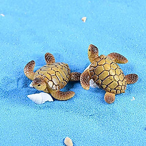 8 Pcs Resin Beach Sea Turtle Miniature Figurine, Fish Tank Decoration Fairy Garden Dollhouse Landscape Decor Ornament