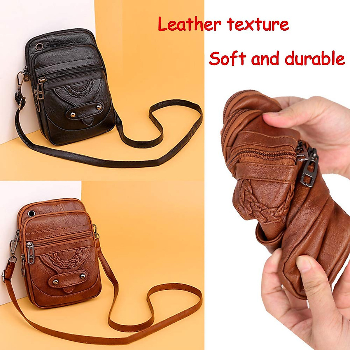 YFGBCX Small Crossbody Bag Cell Phone Purse Wallet with Multiple Compartments, Soft PU Leather Small Wallet Phone Bag Shoulder Bag