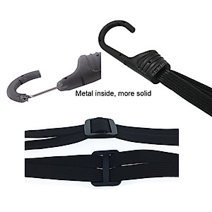 2 PCS Universal Motorcycle Helmet Luggage Rope 60cm Motorcycle Bungee Cord Bandage Retractable Elastic Strap with 2 Hooks, Black