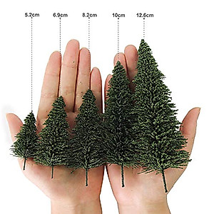 S0805 50PCS Dark Green Pine Model Cedar Trees 2.05inch (52mm) for Model Railroad Scenery Landscape Layout HO N Scale New (2Inch)