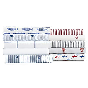 Nautica - Twin Sheets, Cotton Percale Bedding Set, Coastal Home Decor, Dorm Room Essentials (Beaux Stripe Navy, Twin)