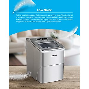 KUPPET Ice Maker Machine for Countertop, Portable Automatic Ice Maker with LCD Display, 9 Ice Cubes Ready in 6min, 26 lbs/Day - for Parties/Home/Office/Bar, Ice Scoop and Basket (Silver)