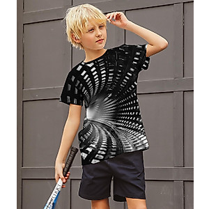 uideazone Kids 3D Print Graphic T Shirts Short Sleeve Size 10-12 T-Shirt Novelty Optical Illusion Shirt Pullover Tees Shirt for Teen Boy Girls 9-12 Years