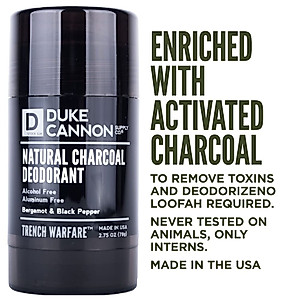 Duke Cannon Supply Co. Natural Charcoal Deodorant for Men, 2.75oz, Variety Set (Pack of 3) - Alcohol and Aluminum Free Solid Men's Deodorant for Odor Protection