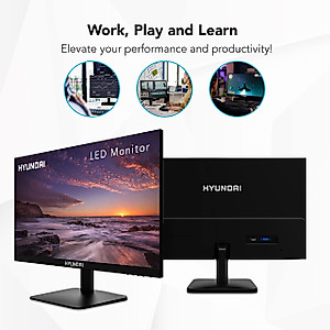 HYUNDAI 24 Inch Professional Thin LED Monitor - Full HD 1080p Resolution, HDMI & VGA Ports, 75Hz Refresh Rate VESA Mountable , Sleek Black Design for Home and Office (24FOM Series)